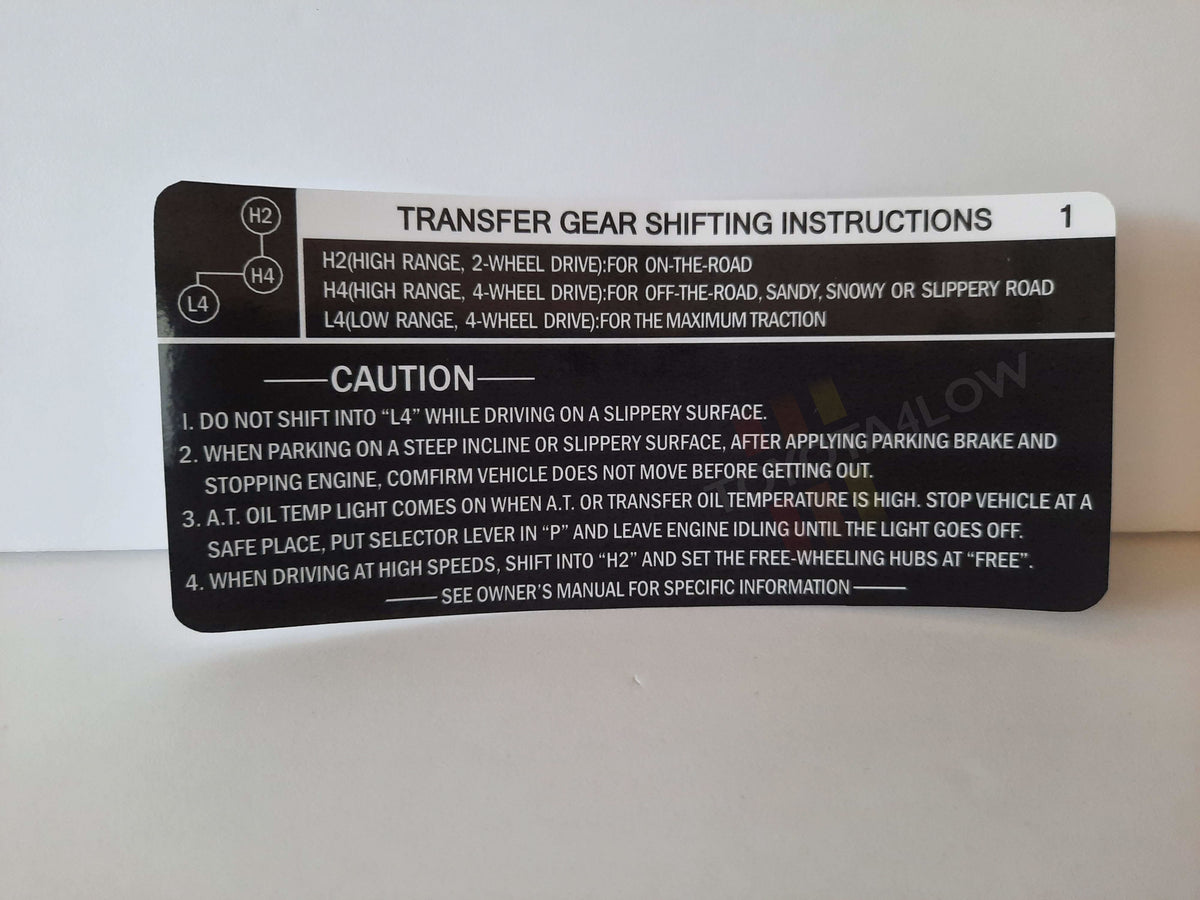 1984-89 Auto Transmission Transfer Case Decal – Toyota4Low
