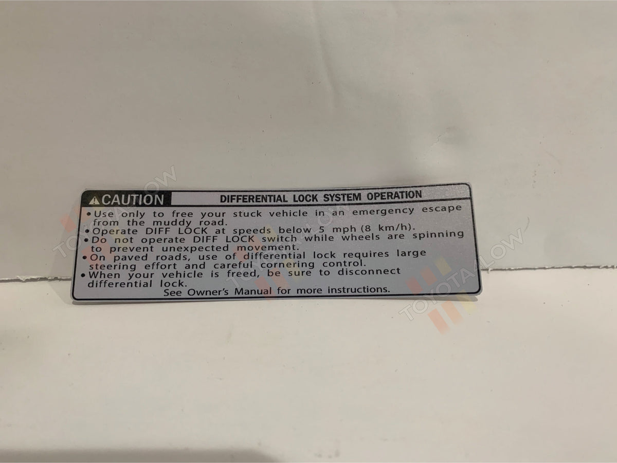 Differential Lock System Operation Decal – Toyota4Low