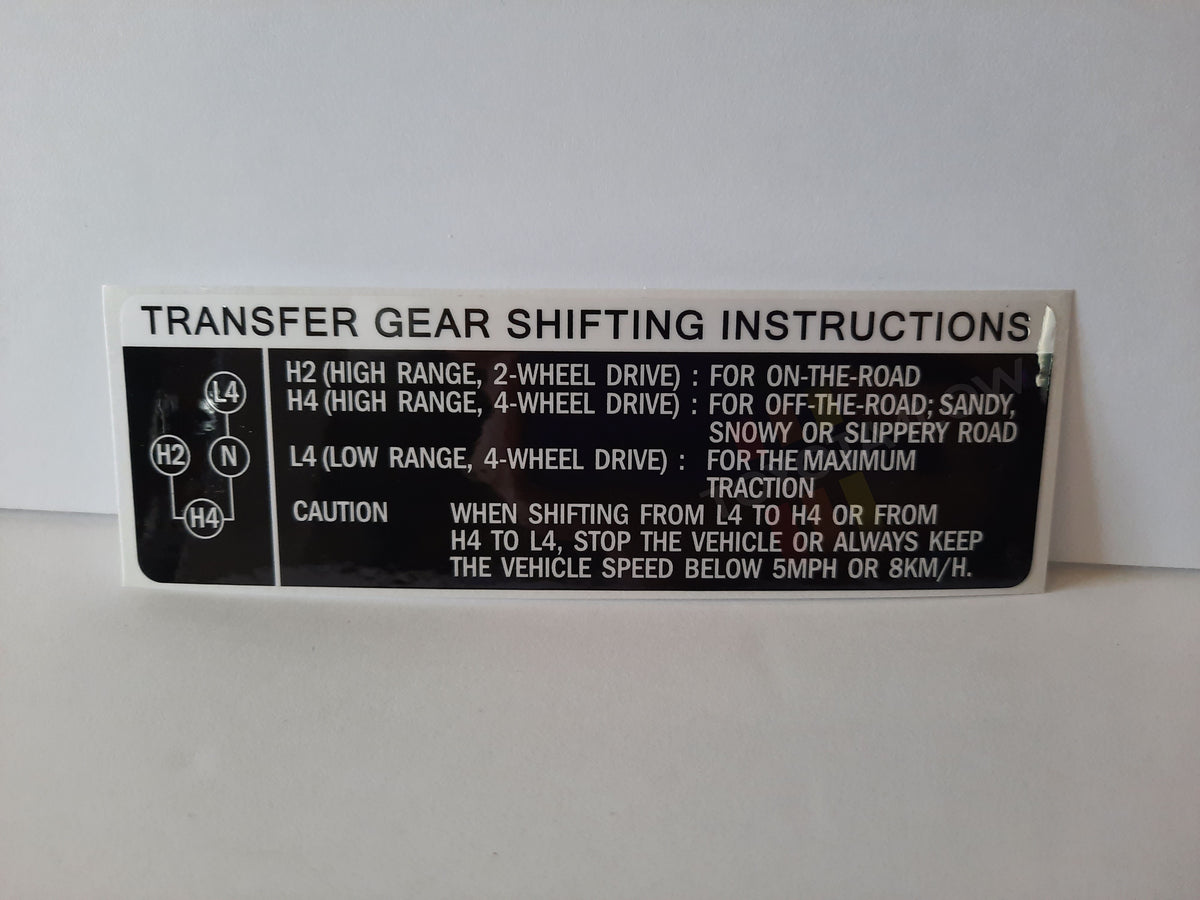 1984-88 Manual Hubs/Manual Transmission Transfer Case Decal – Toyota4Low